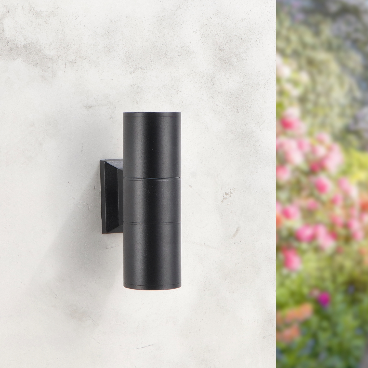 Aplique de parede Tube preto 2xGU10 IP54 - Leds Iluminação
