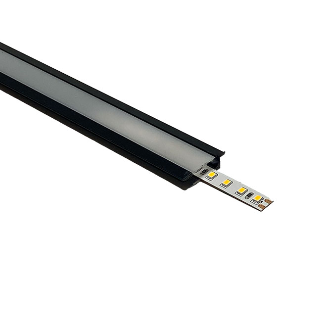 Calha com abas para fita LED preto com difusor opalino (para embutir) L ...