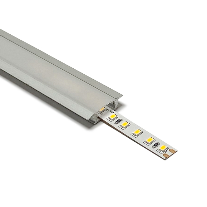Calha com abas para fita LED com difusor opalino (para embutir) L.24,7x ...