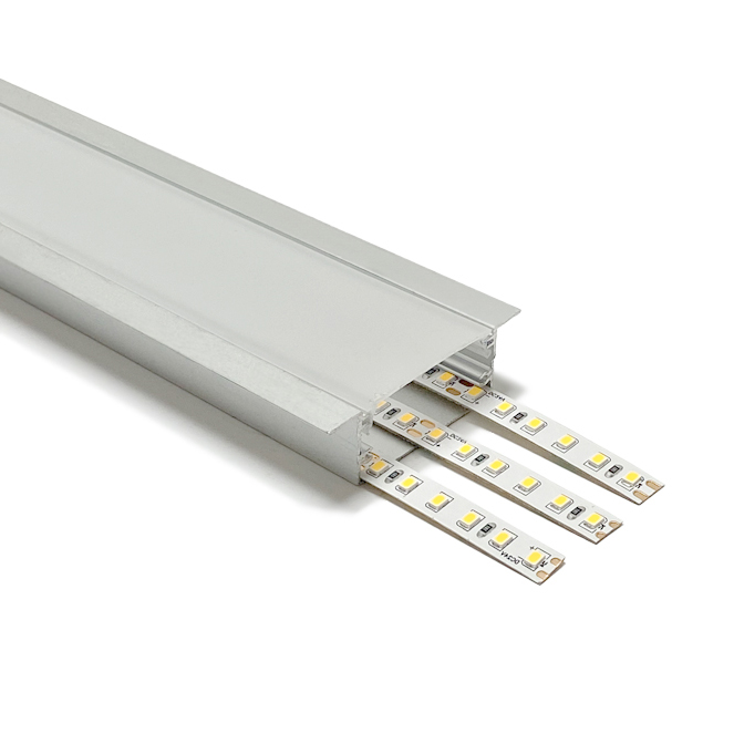 Calha com abas para fita LED com difusor opalino (para embutir) L.55x ...