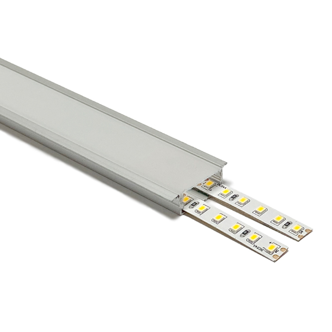 Calha com abas para fita LED com difusor opalino (para embutir) L.29x ...